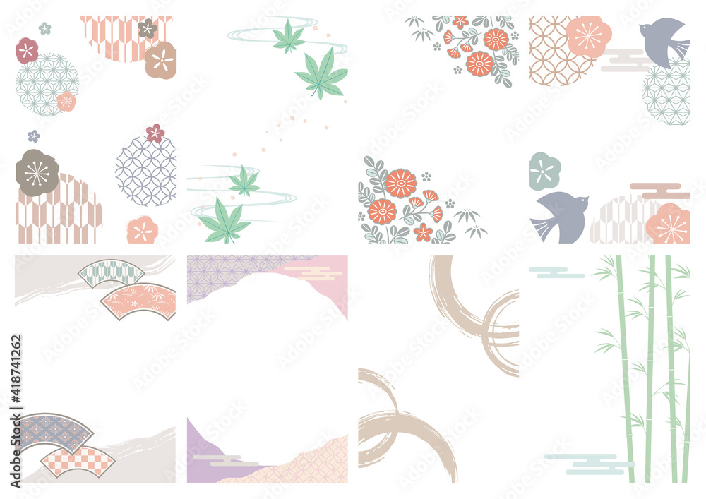 simple frame of Japanese traditional patterns Stock Vector | Adobe Stock