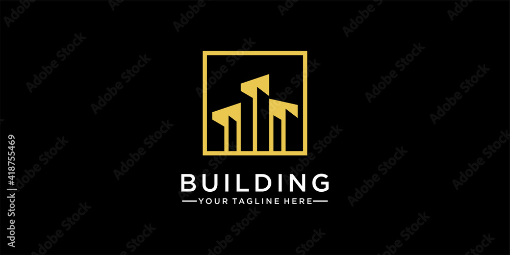 Building construction logo design with creative negative space concept ...