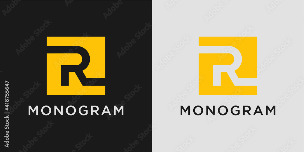 monogram letter r logo design template with creative abstract concept ...
