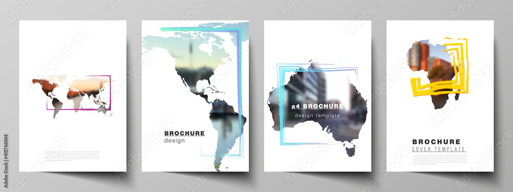 Vector layout of A4 cover mockups templates for brochure, flyer layout ...