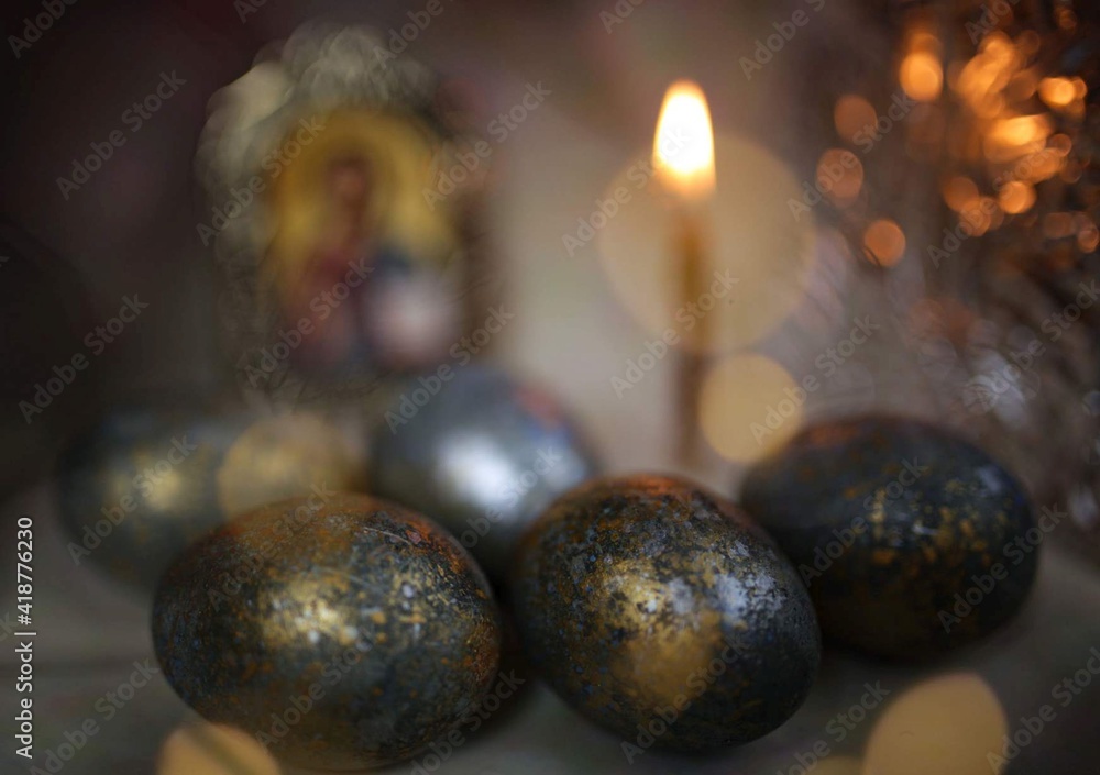 Ostereier, Ikone des Erlösers Jesus Christus. Christi Himmelfahrt ...