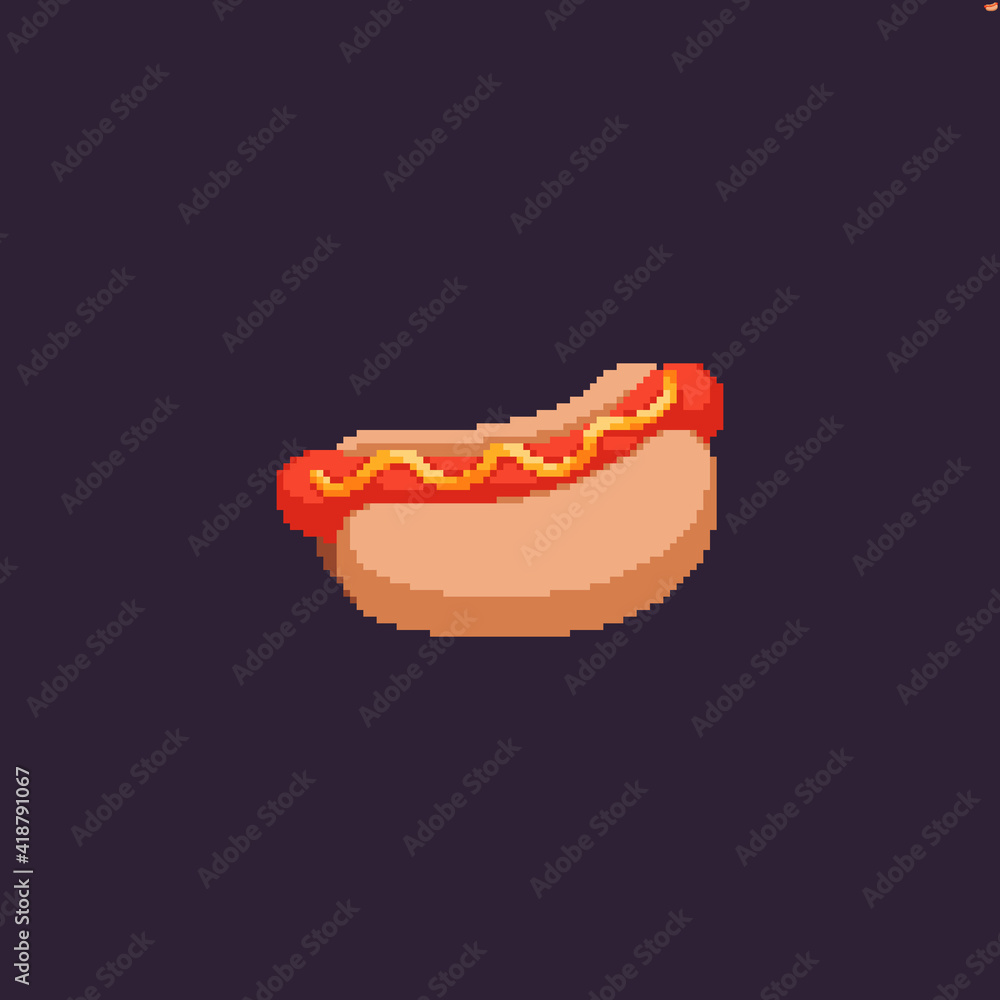 Pixel art hot-dog Stock Vector | Adobe Stock