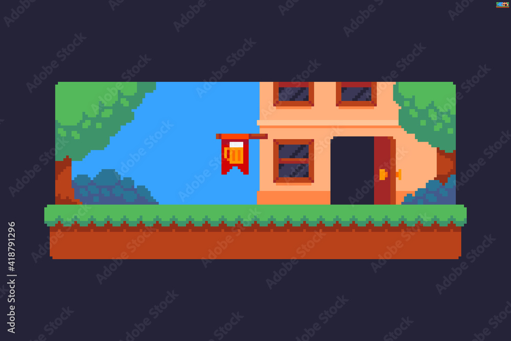 Pixel art scene Stock Vector | Adobe Stock