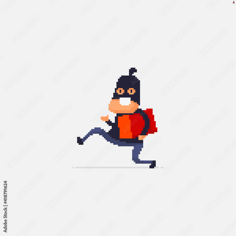 Pixel art thief Stock Vector | Adobe Stock