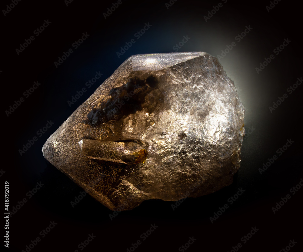 Shiny transparent quartz crystals isolated on black. Found in Volodar ...