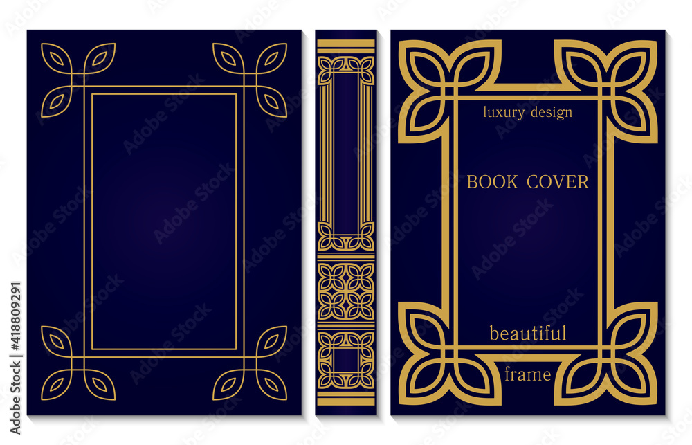 Sample design template for Book cover and spine. Geometric floral ...