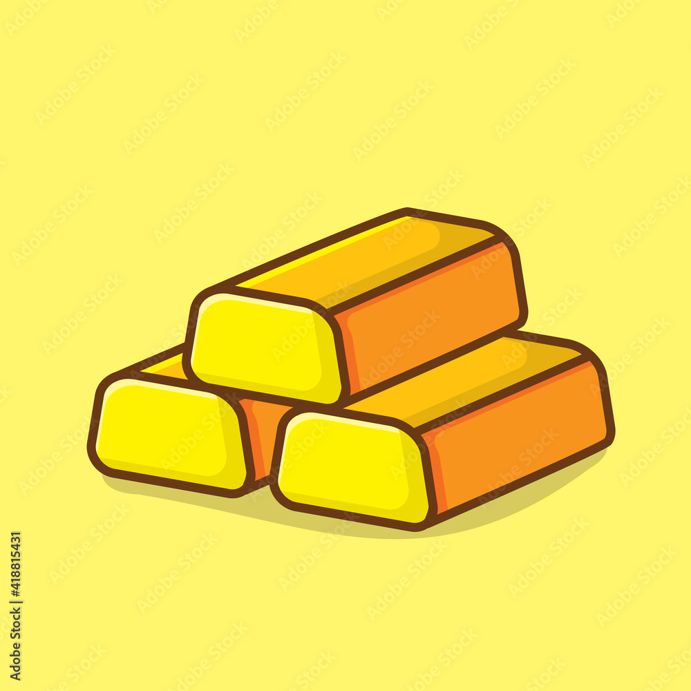 gold bar isolated cartoon vector illustration in flat style Stock ...