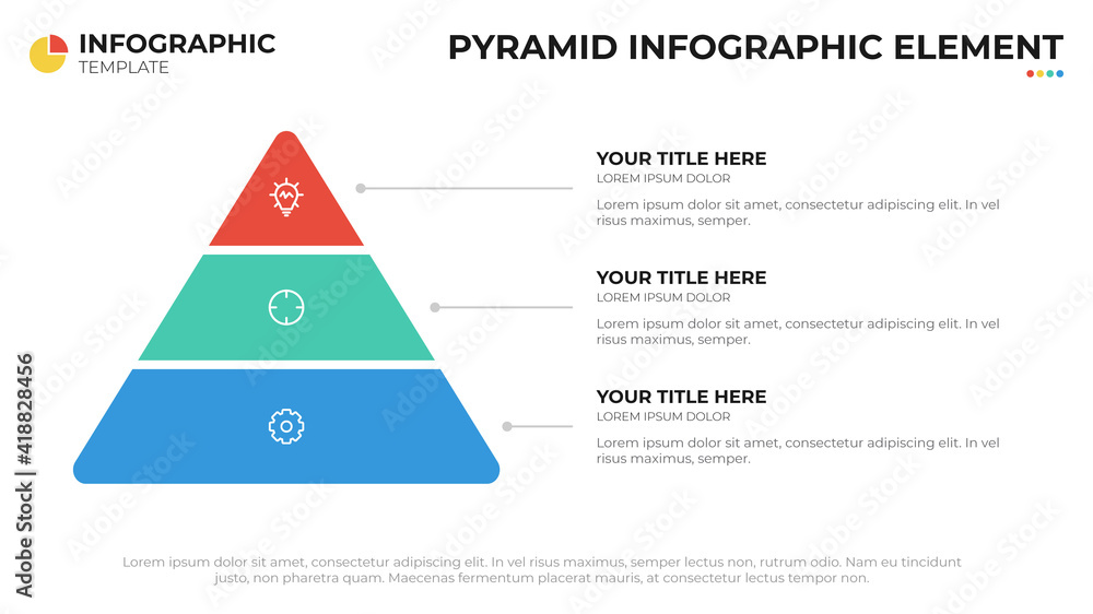 Pyramid digram with 3 list, infographic element, presentation layout ...