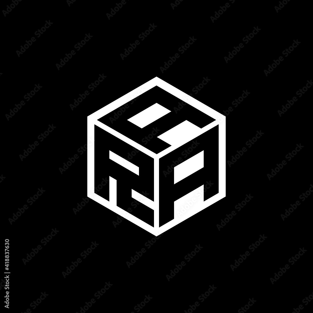 RAA letter logo design with black background in illustrator, cube logo ...