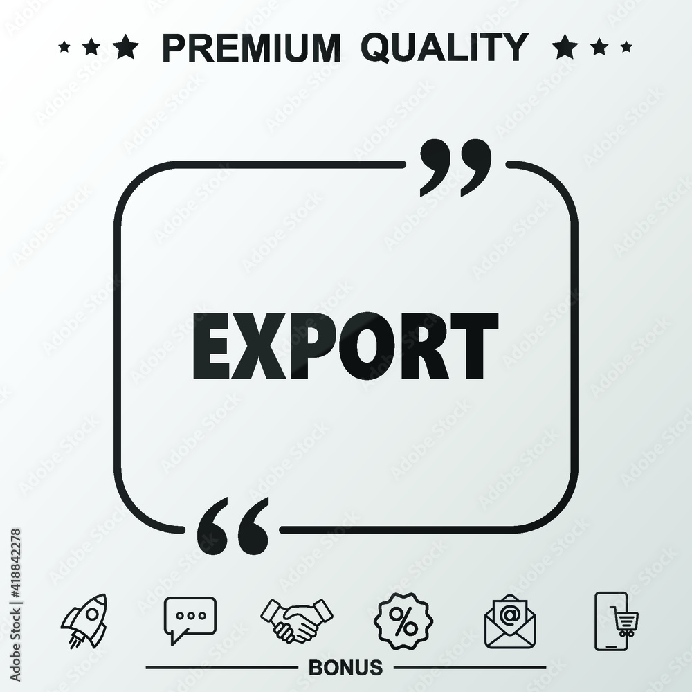 Export word icon. Text inside quote symbol Stock Vector | Adobe Stock