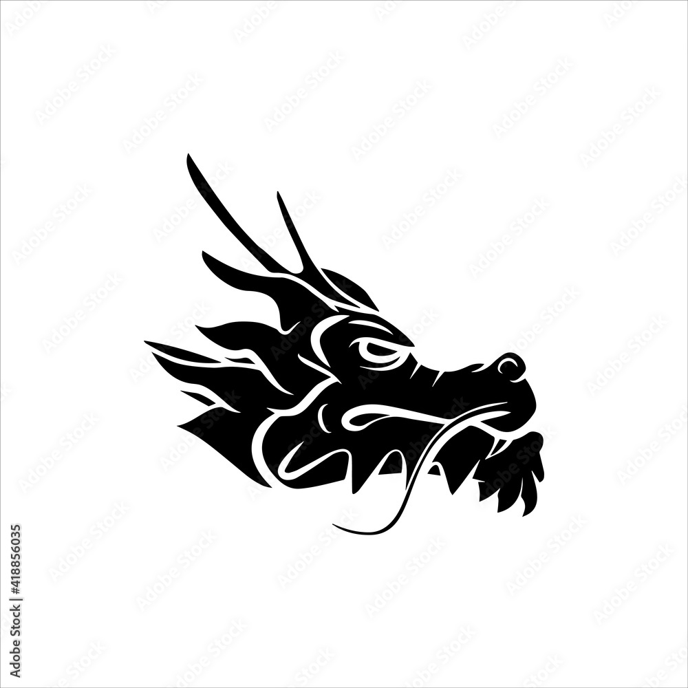 Vector - Evil dragon head. Artwork inspired with traditional Chinese ...