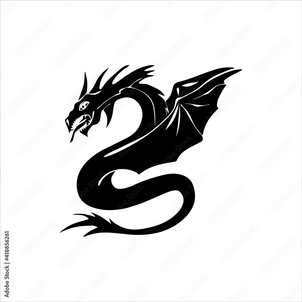 Vector - Evil dragon head. Artwork inspired with traditional Chinese ...