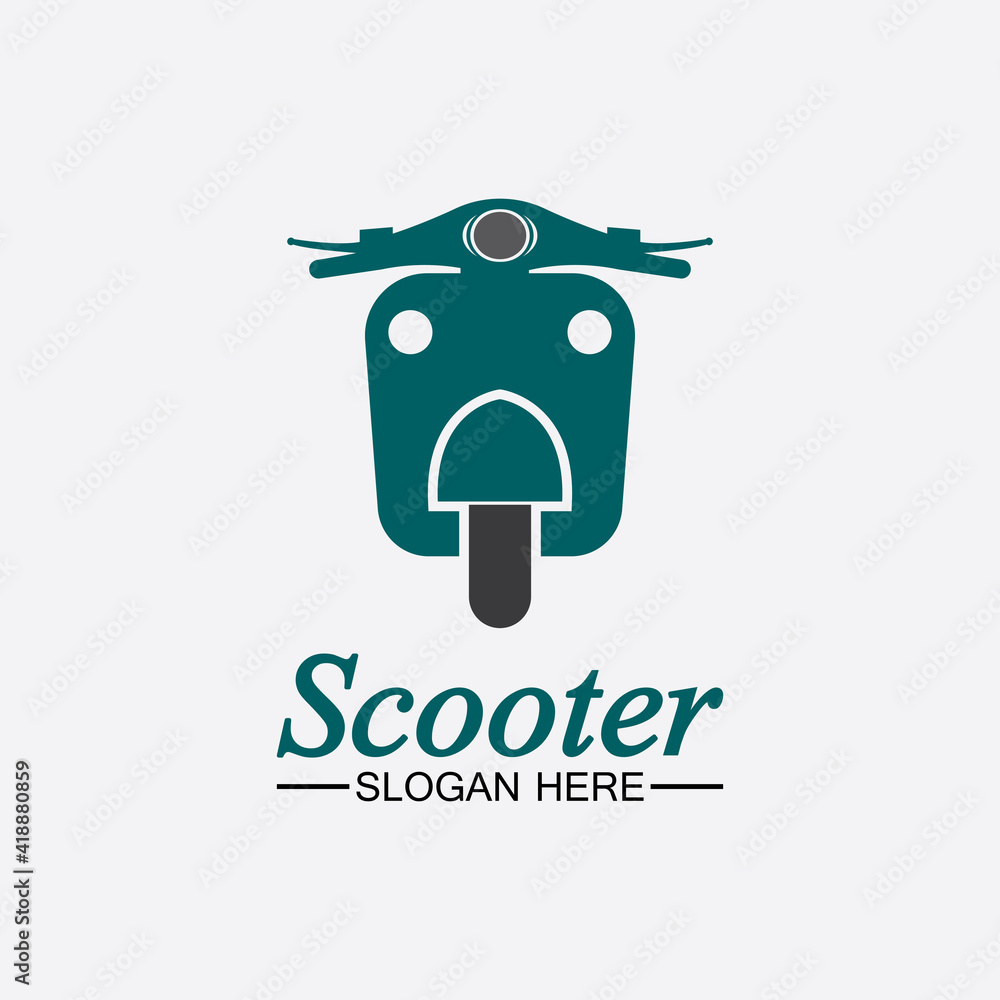 Moped scooter logo vector icon illustration design template.Retro bikes ...