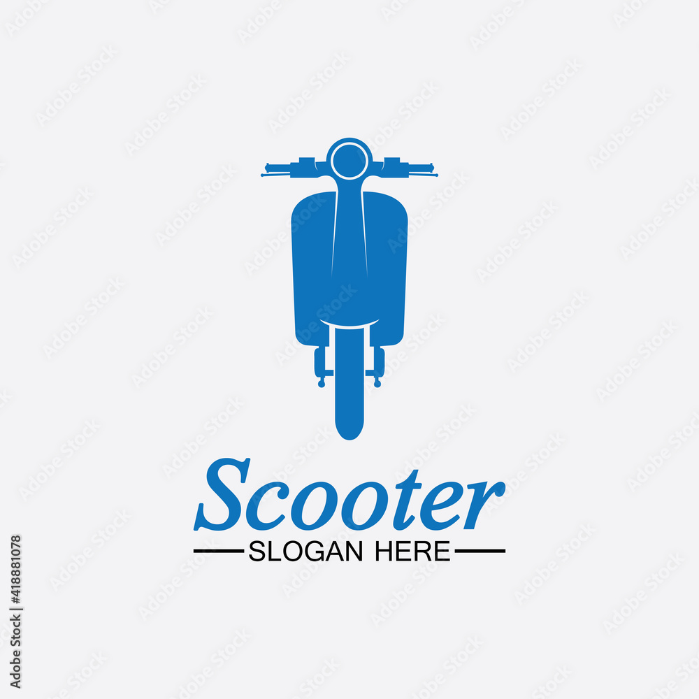 Moped scooter logo vector icon illustration design template.Retro bikes ...