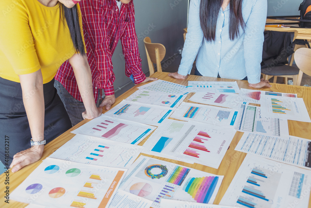 Business strategy team report chart, graph, infographic data analyze ...