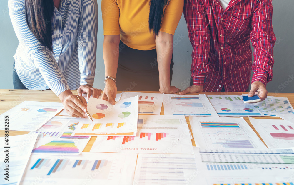 Business strategy team report chart, graph, infographic data analyze ...
