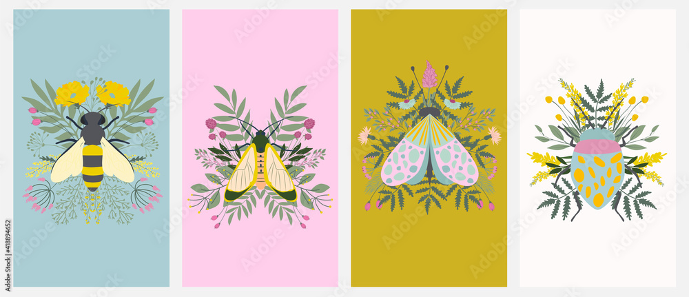 Set of vertical background for social media, mobile app, landing page ...