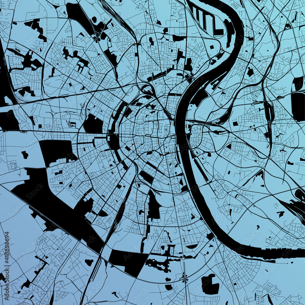 Cologne, North Rhine-Westphalia, Germany (DEU) - Urban vector city map ...