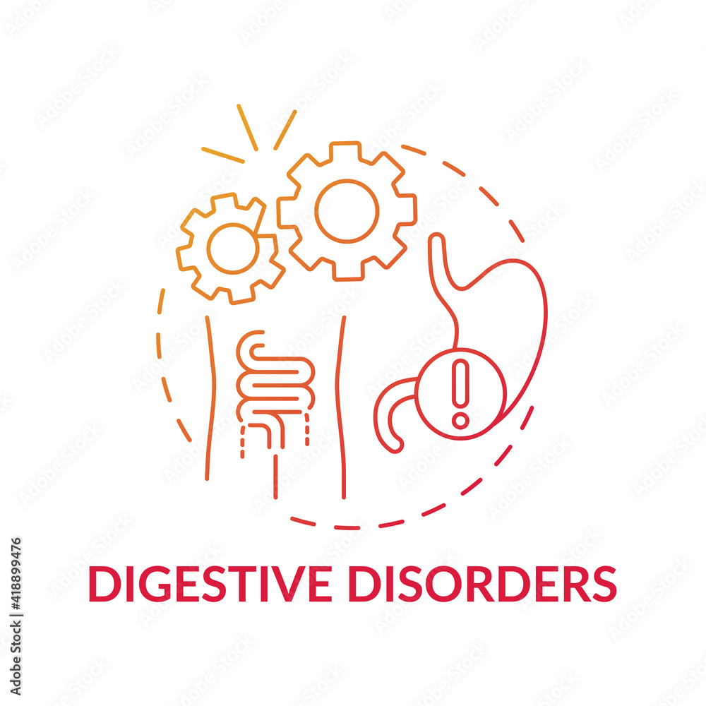 Digestive disorders concept icon. Gastrointestinal symptoms idea thin ...