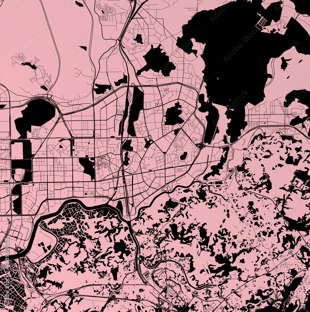 Shenzhen, Guangdong, China (CHN) - Urban vector city map with parks ...