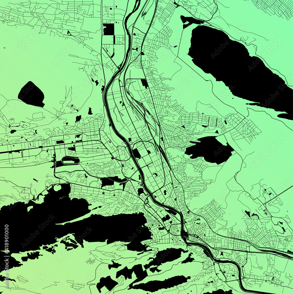 Tbilisi, Georgia (GEO) - Urban vector city map with parks, rail and ...