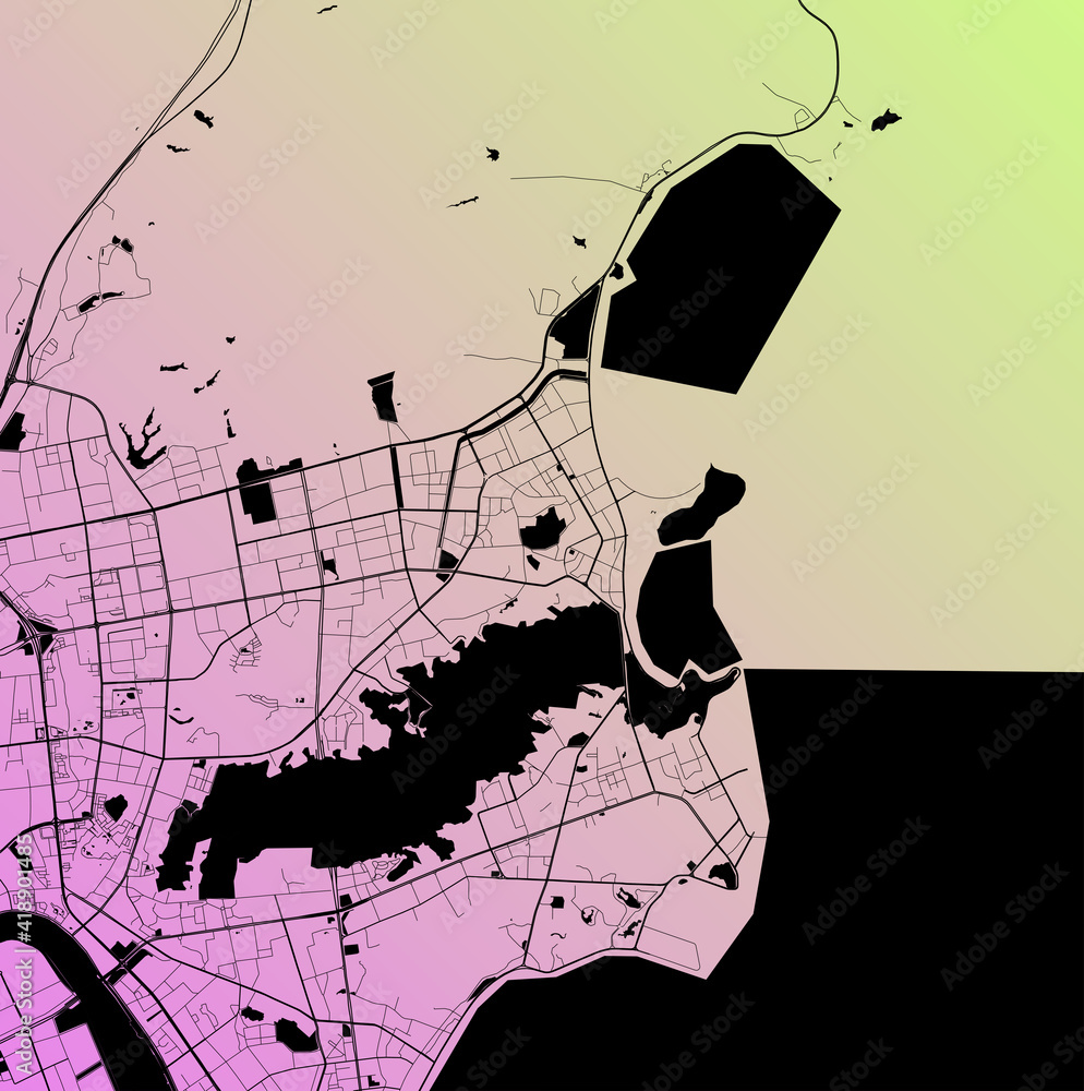 Zhuhai, Guangdong, China (CHN) - Urban vector city map with parks, rail ...