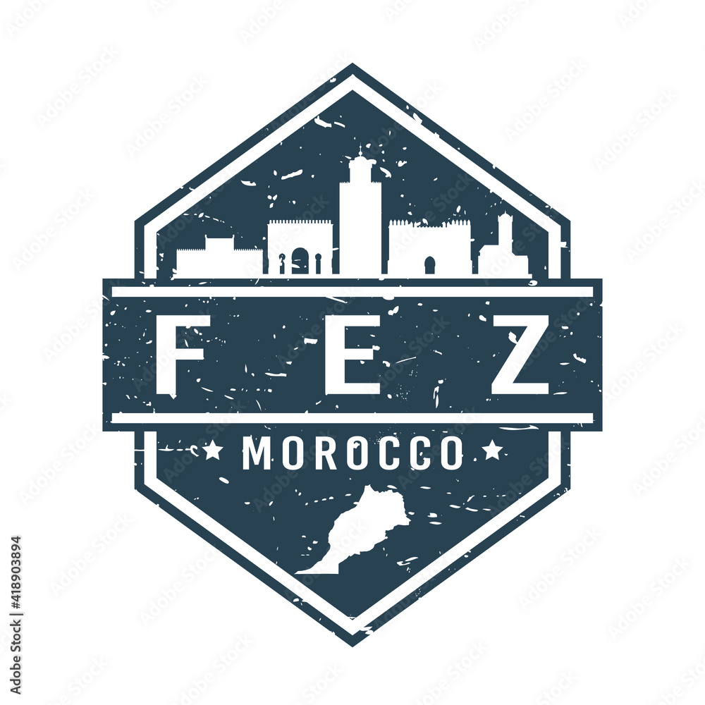Fes, Morocco Travel Stamp Icon. Skyline City Design Tourism Diamond ...