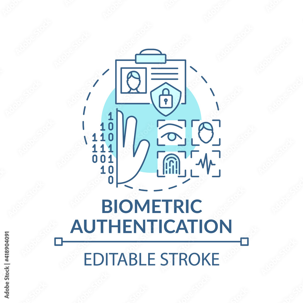 Biometric authentication concept icon. Fingerprint and ID scanner idea ...