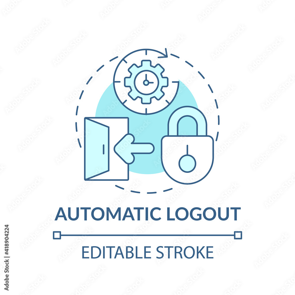 Automatic logout concept icon. Security purposes idea thin line ...