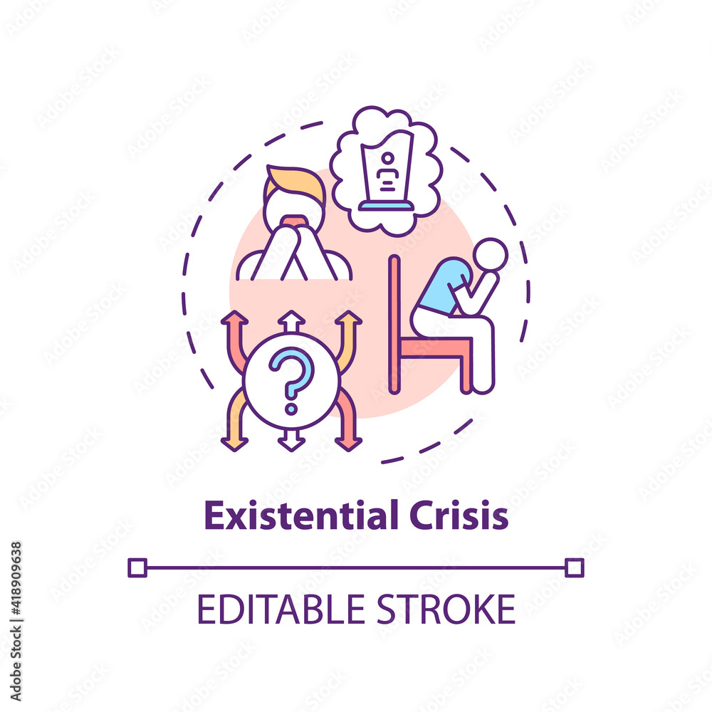 Existential crisis concept icon. Mental health problem. Psychological ...