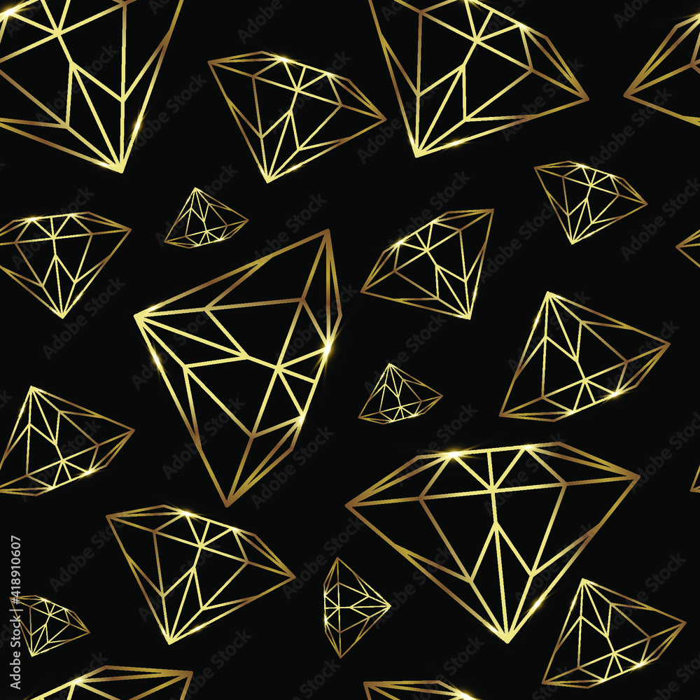 gold diamonds - vector seamless background Stock Vector | Adobe Stock