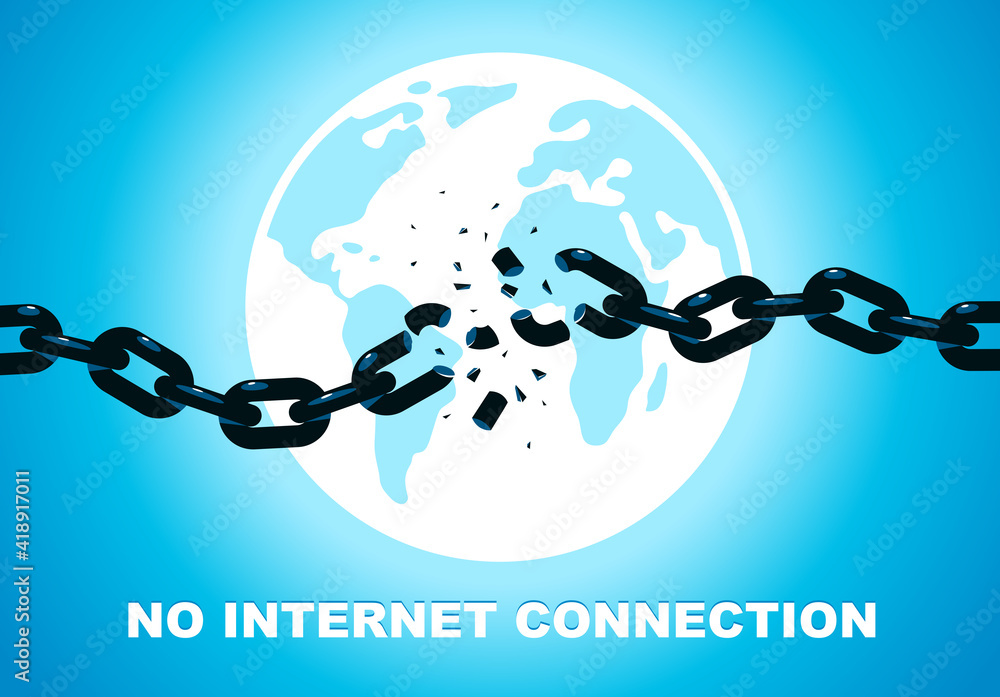 No internet connection vector concept poster or banner with breaking ... No internet connection vector concept poster or banner with breaking ...