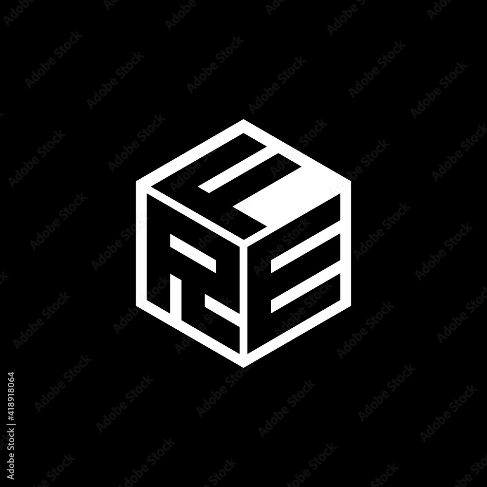 REF letter logo design with black background in illustrator, cube logo ...