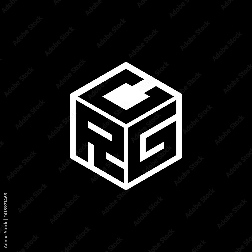 RGC letter logo design with black background in illustrator, cube logo ...