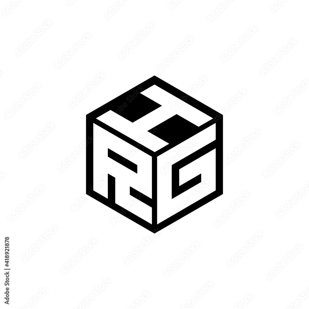 RGH letter logo design with white background in illustrator, cube logo ...