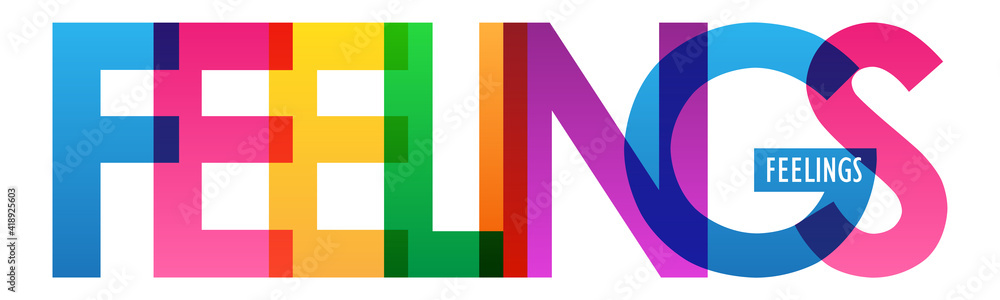 FEELINGS colorful vector typography banner isolated on white background ...