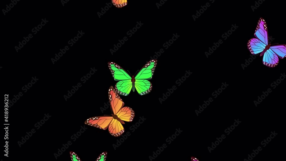 beautiful spring and summer design animation with butterflies on ...