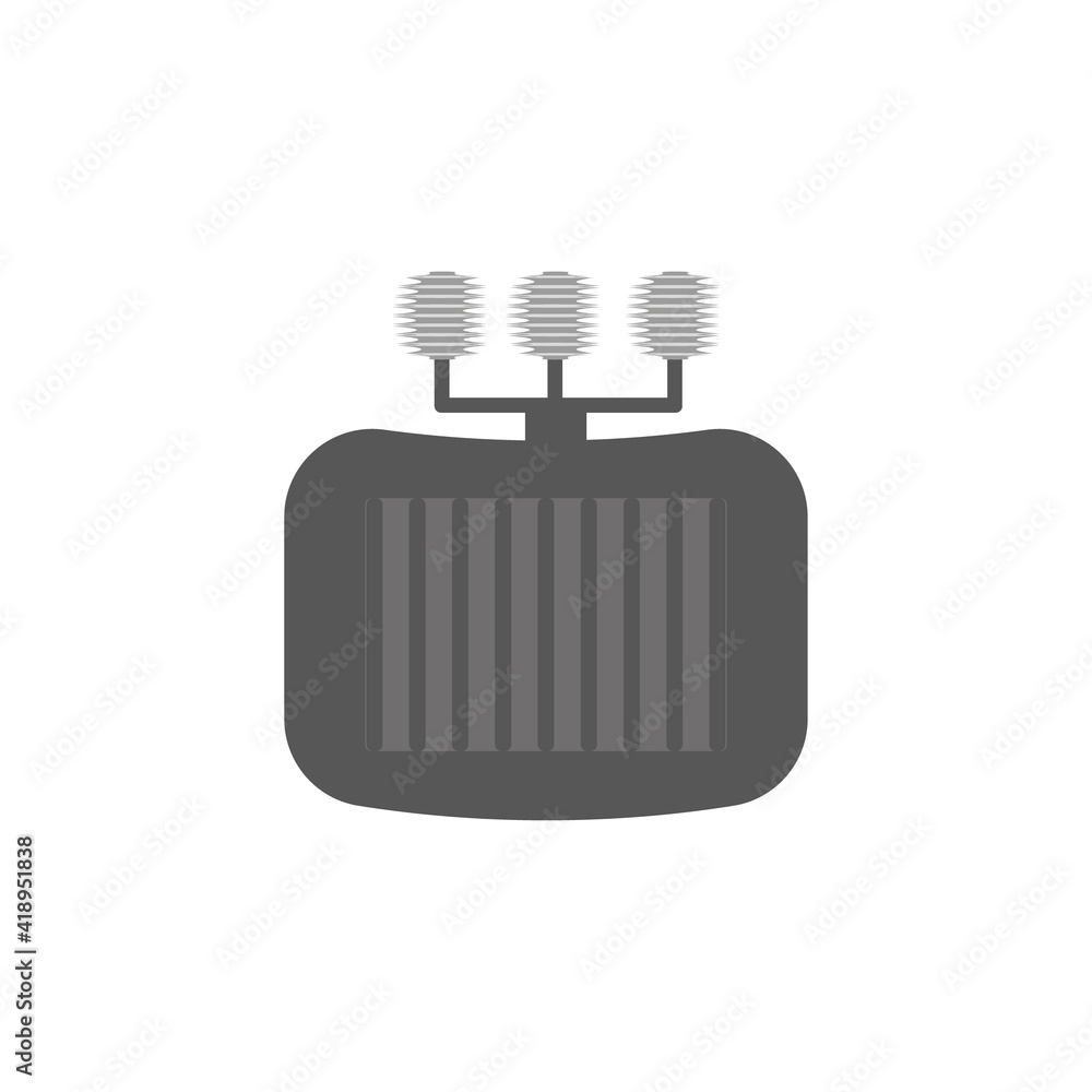 Flat distribution Transformer icon. Rectifier transformer symbol. Logo ...