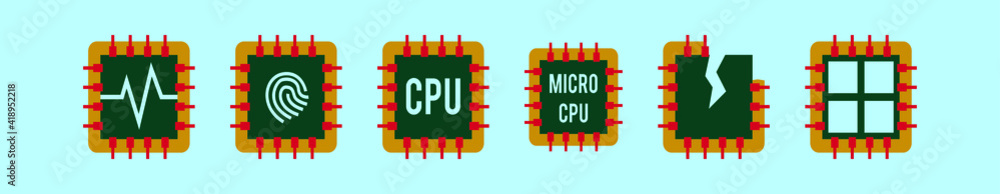 set of micro chips cartoon icon design template with various models ...