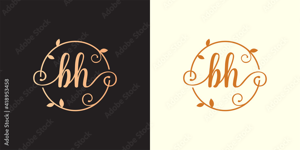 Decorative, luxury Letter BH initial, Classy Monogram logo inside a ...