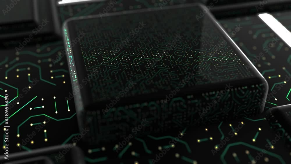 Virtual hi tech uI animation closeup. Concept of data transmission ...