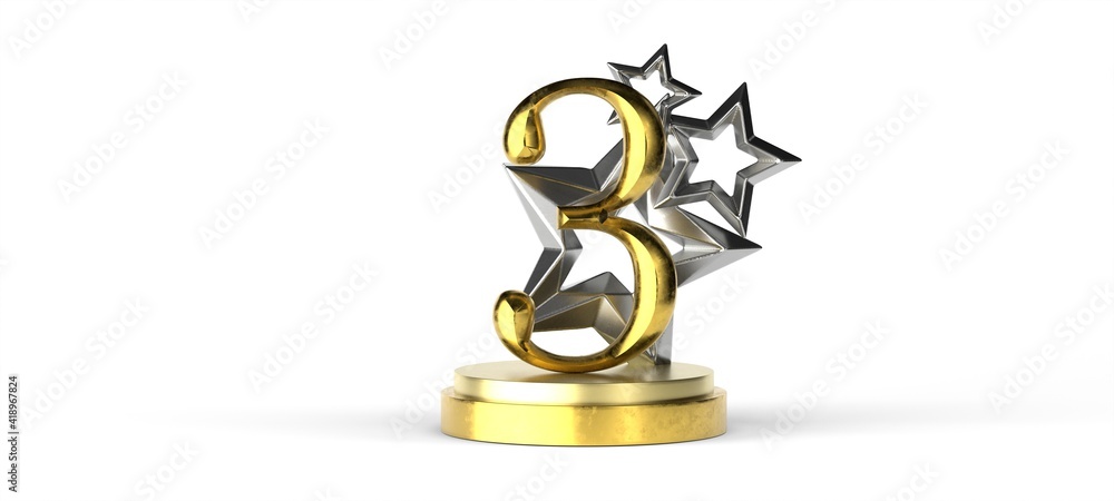 3rd place letter in 3d isolated Stock Illustration | Adobe Stock