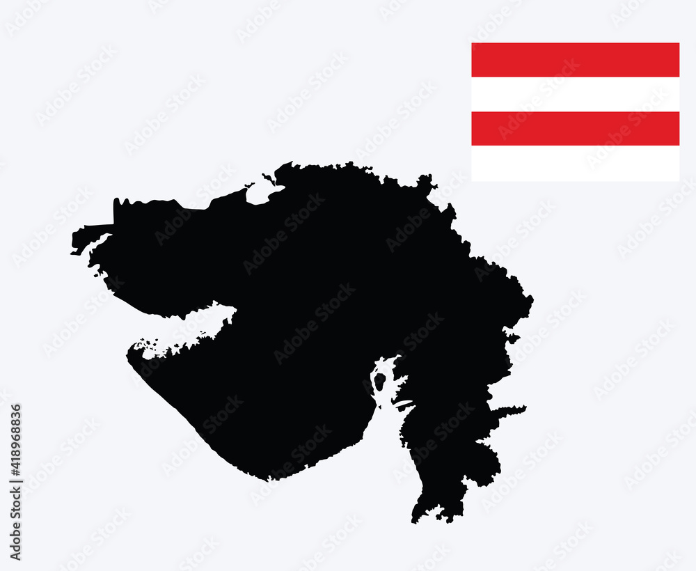 India province state Gujarat vector map silhouette illustration ...