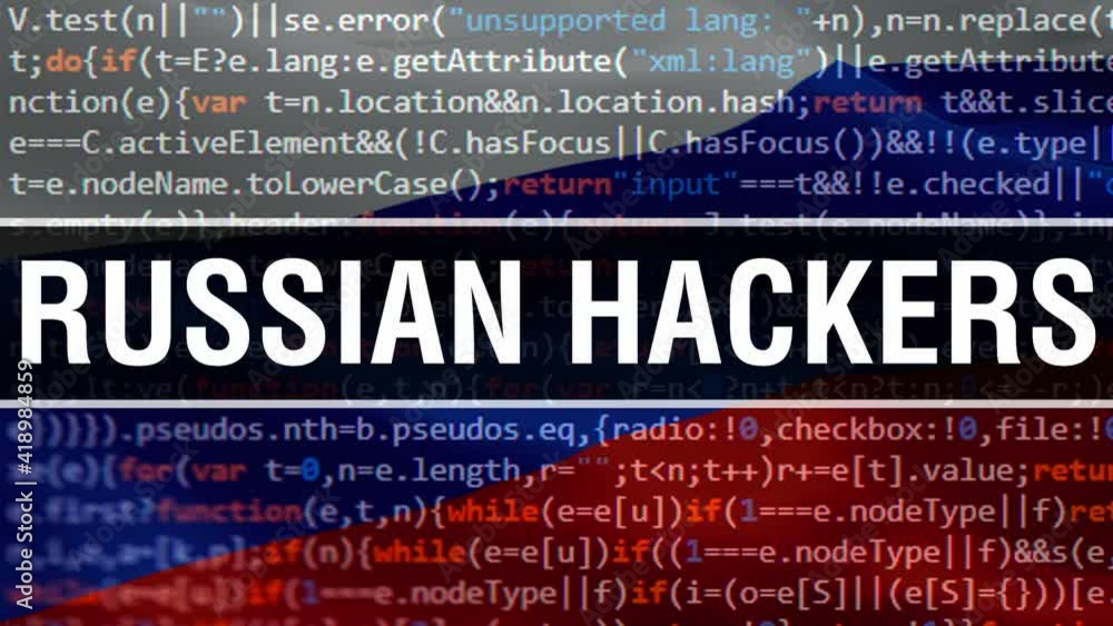 Vidéo Stock Russian Federation hackers flag waving in wind video ...