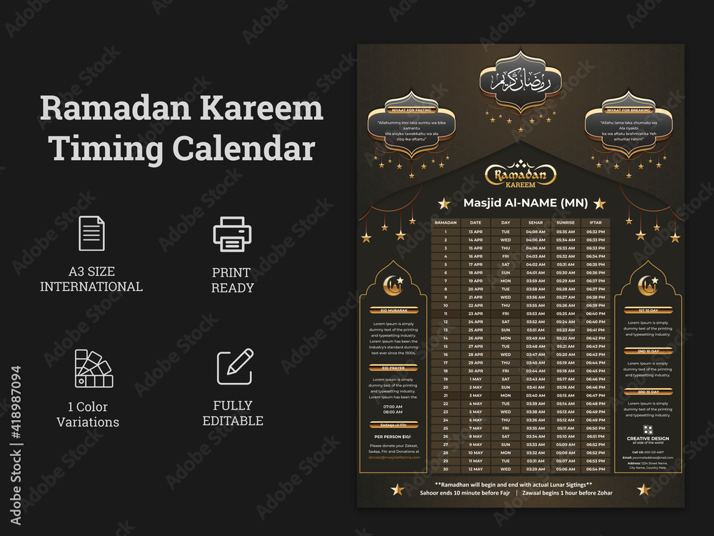Ramadan Kareem Fasting and Prayer time Guide, Ramadan Kareem banner ...