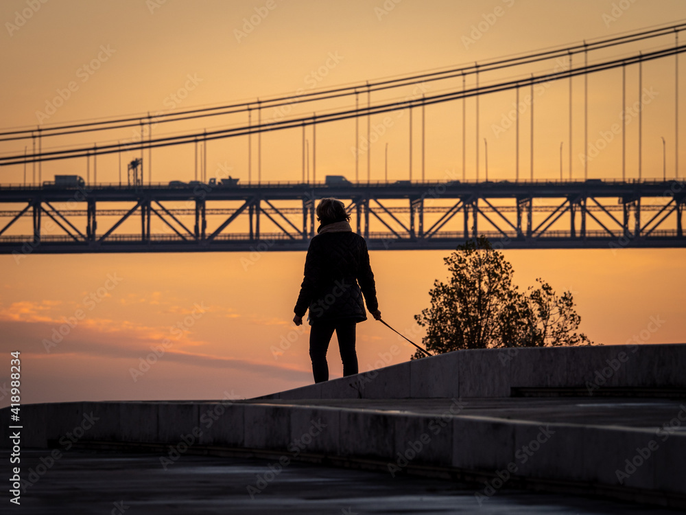 Walking the doog on the roof of Museu de Arte Arquitetura e Tecnologia ...