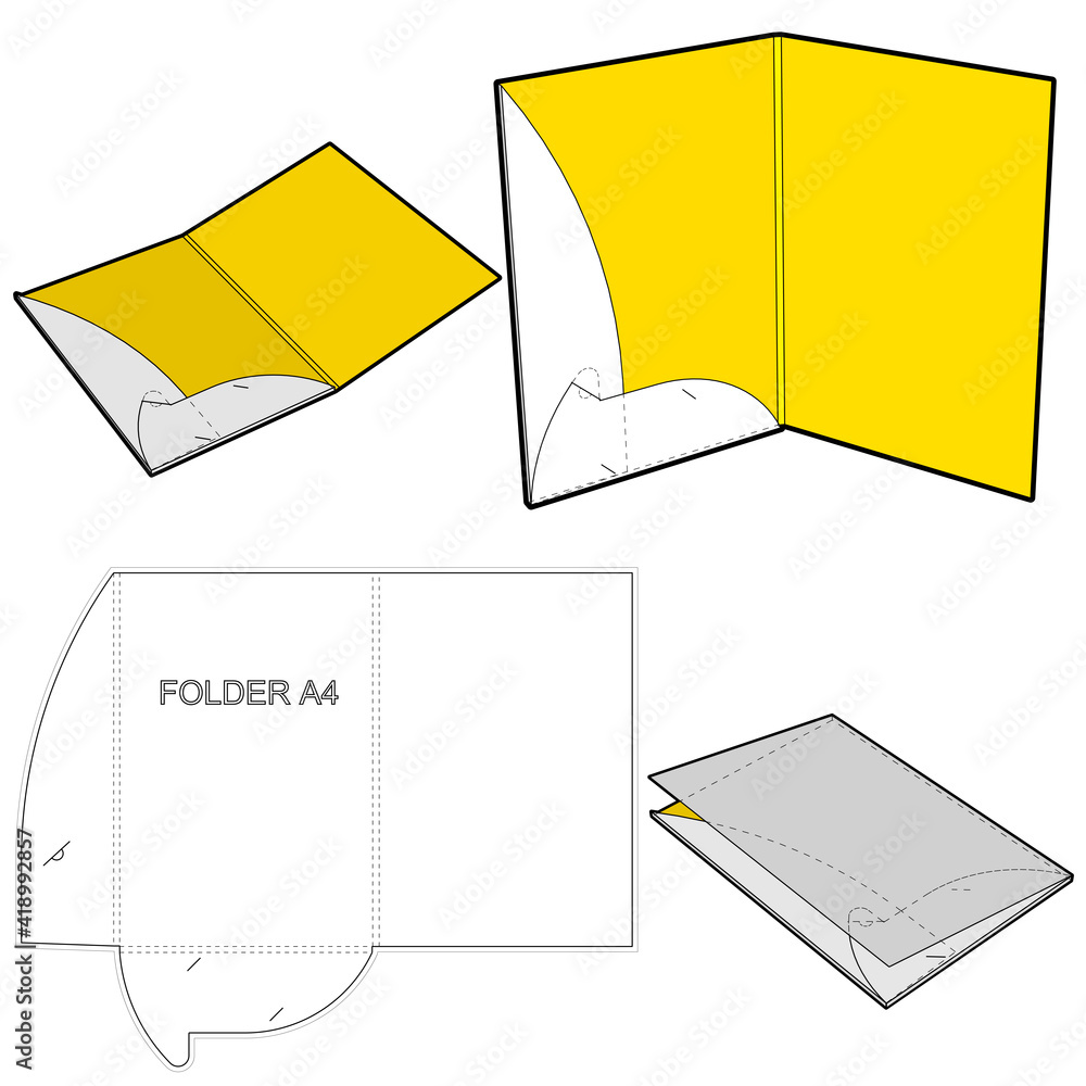 Folder with gusset 6 millimeter and Die-cut Pattern. The .eps file is ...