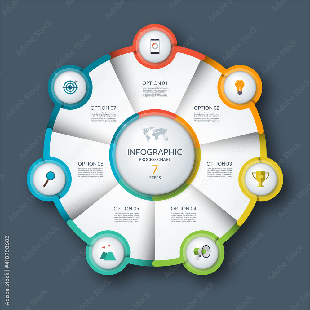 Infographic circle, process chart, cycle diagram. 7 steps. Vector ...