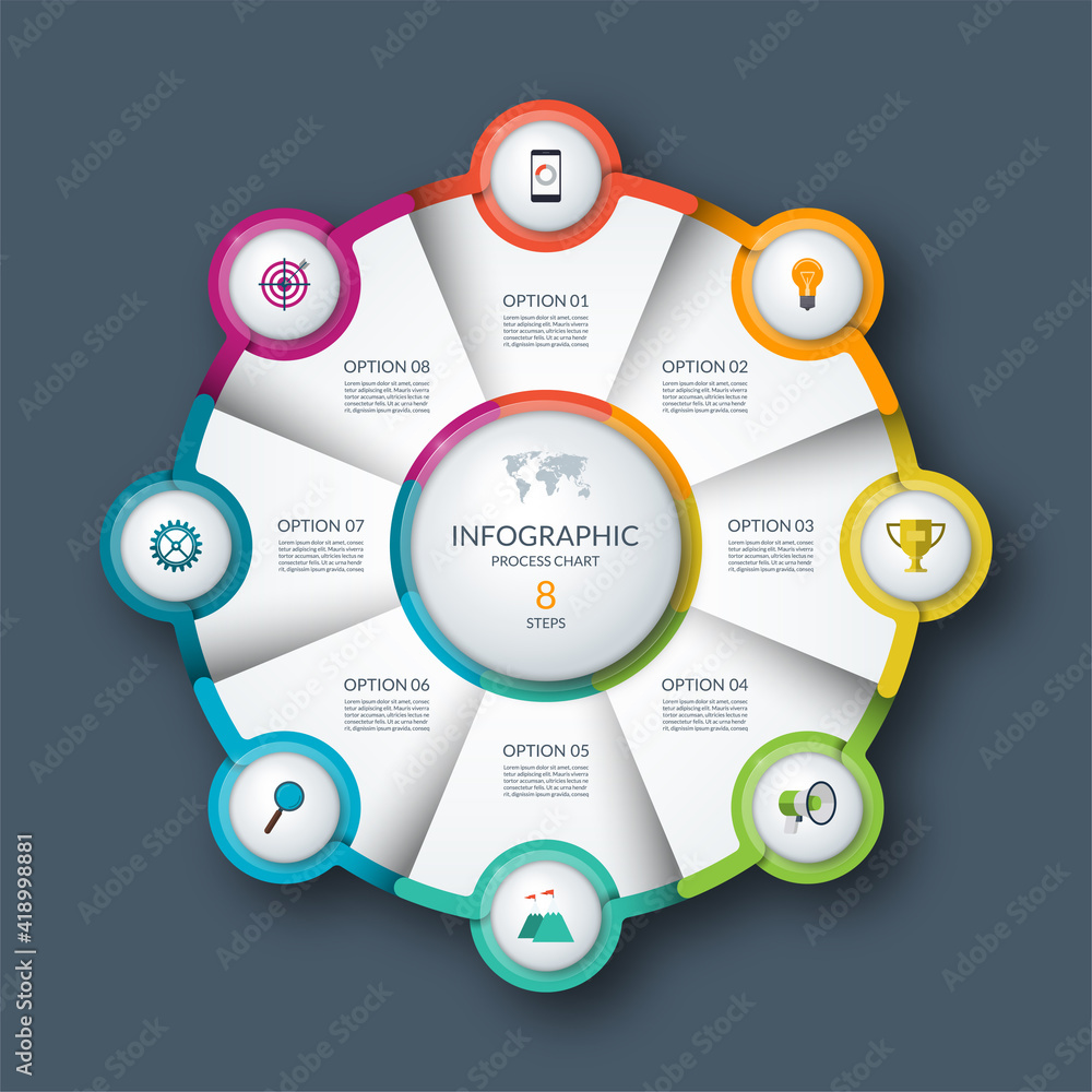 Infographic circle, process chart, cycle diagram. 8 steps. Vector ...