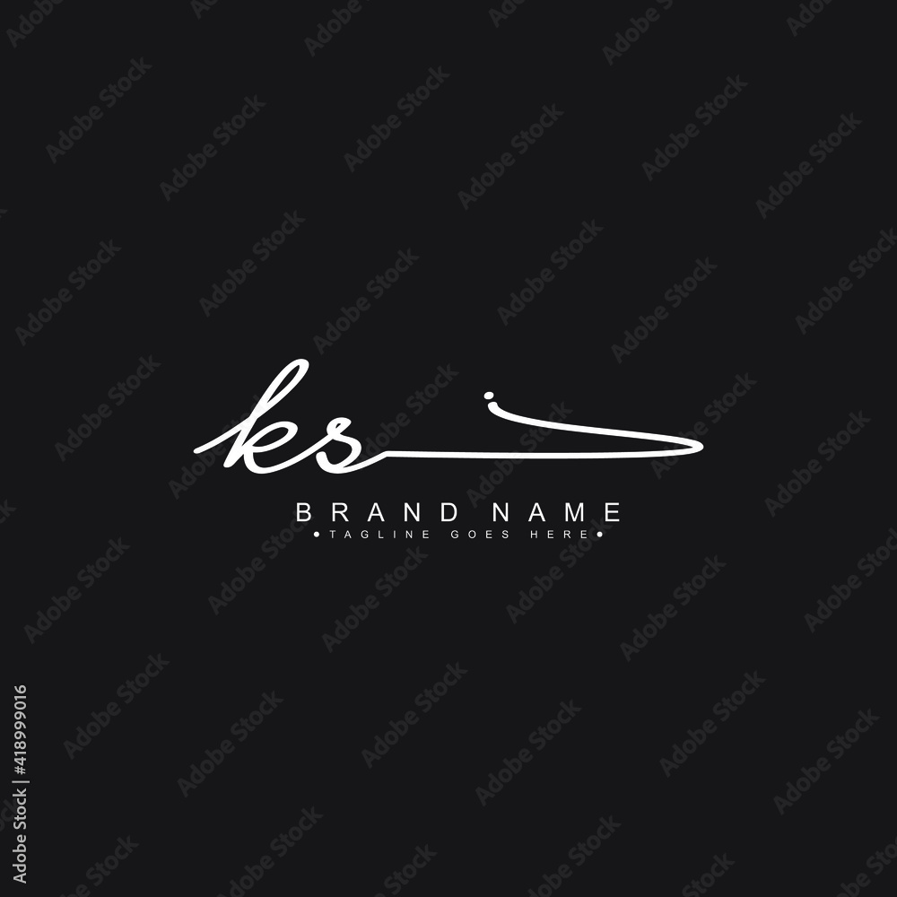 Initial Letter KS Logo - Handwritten Signature Logo Stock Vector ...